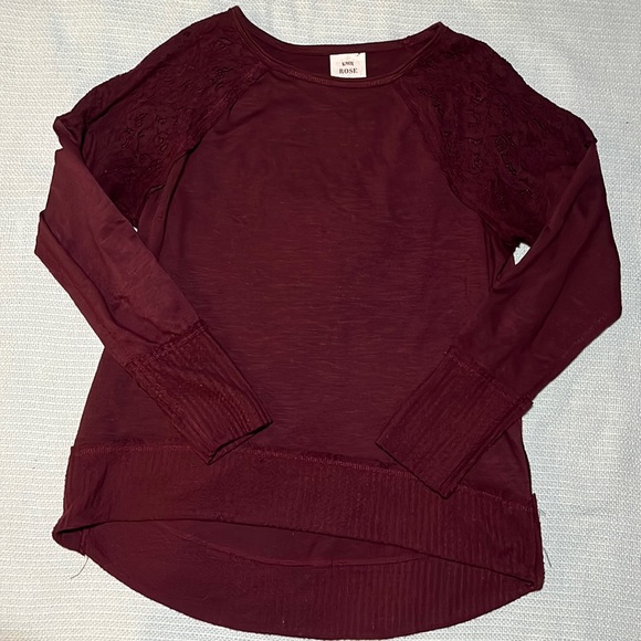 Knox Rose | Sweaters | Knox Rose Burgundy Sweater With Lace And Thermal ...